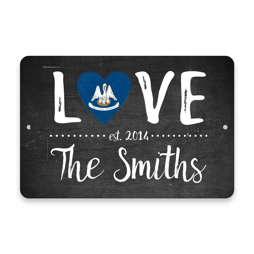 Personalized Chalkboard Mississippi Love State Flag Metal Room Sign wi ...